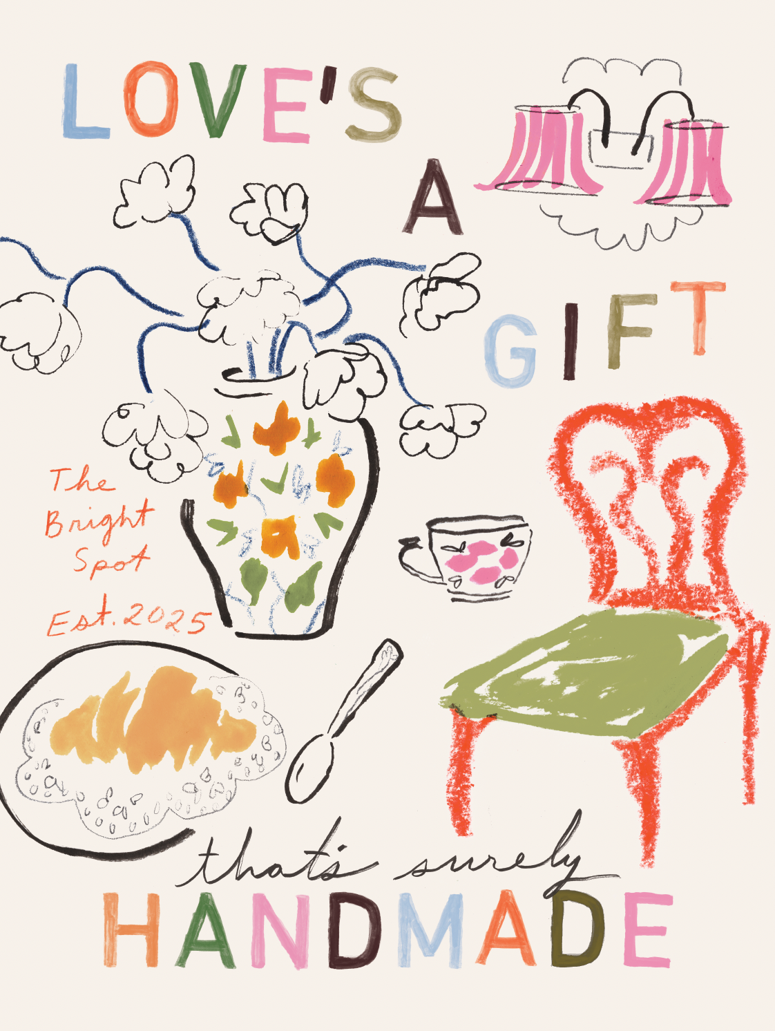 Phthalo Ruth x The Bright Spot: "Love's a Gift" Print – Goldie Ceramics